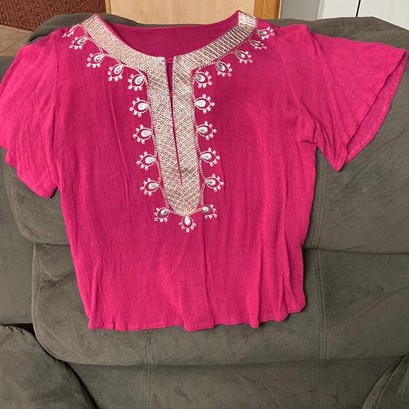 Tops | Bright And Beautiful Detailed Top | Poshmark